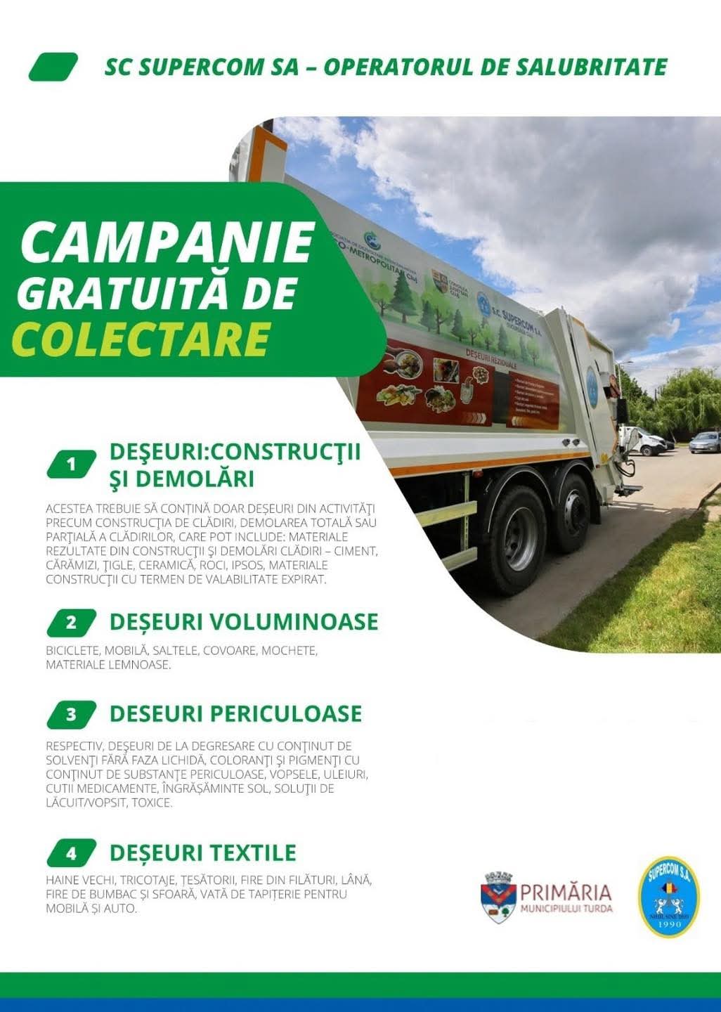 PROGRAM COLECTARE DESEURI – MUNICIPIUL TURDA – Primăria Municipiului Turda